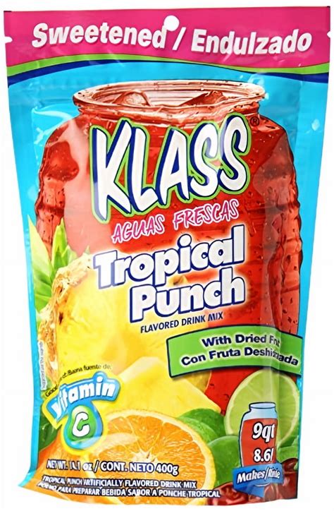 Klass Tropical Punch Flavored Drink Mix With Dried Fruit Pack Of 20