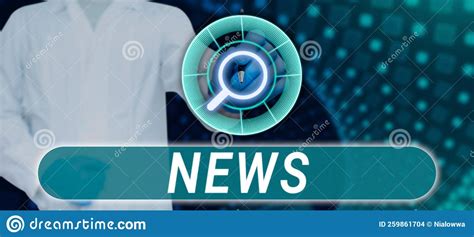 Hand Writing Sign News Business Idea Comprehensive Uptodate Information From Sources All Over