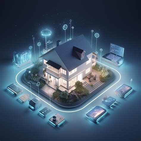 Premium Photo Concept Of Home Devices On Multiple Houses Conected