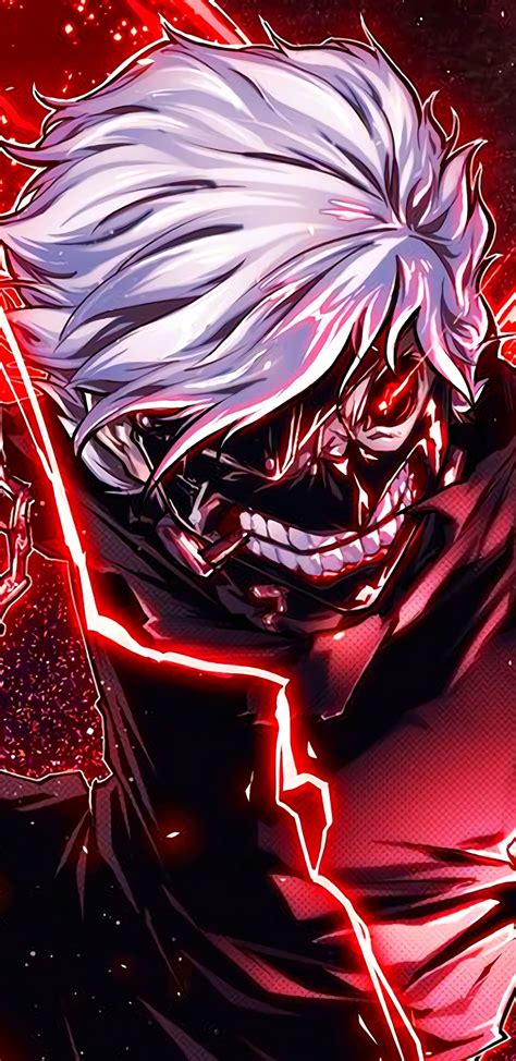 Anime Tokyo Ghoul Red Eyes Ken Kaneki Teeth White Hair Kagune