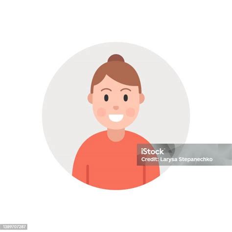 아바타 여자 원에서 여성 문자 아이콘 벡터 일러스트레이터 개념에 대한 스톡 벡터 아트 및 기타 이미지 개념 구멍 귀여운