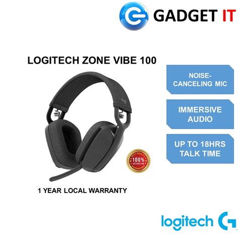Logitech Zone Vibe 100 Lightweight Wireless Professional Headphones Headset Ios Android Window