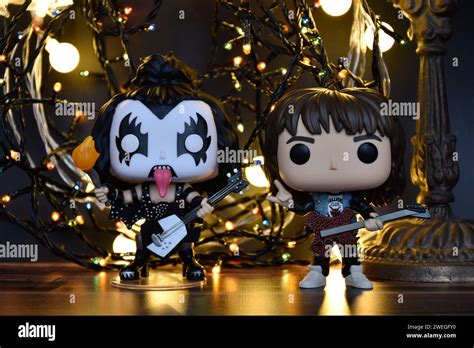 Funko Pop Action Figures Of Gene Simmons The Demon Rock Band Kiss And