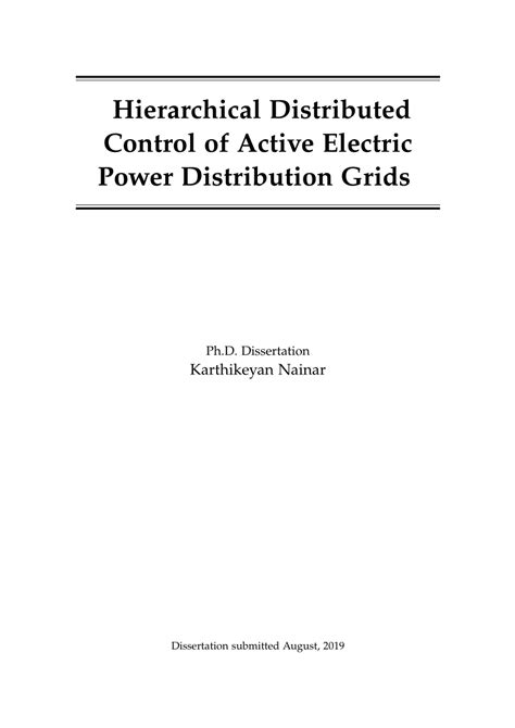 Pdf Hierarchical Distributed Control Of Active Electric Power