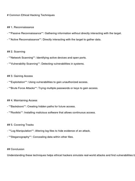 Common Ethical Hacking Techniques Pdf