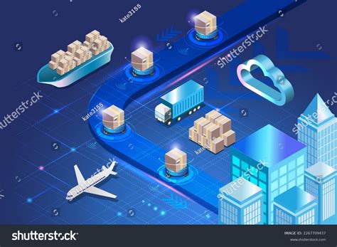 Smart Logistics Automated Delivery System Futuristic Stock Vector