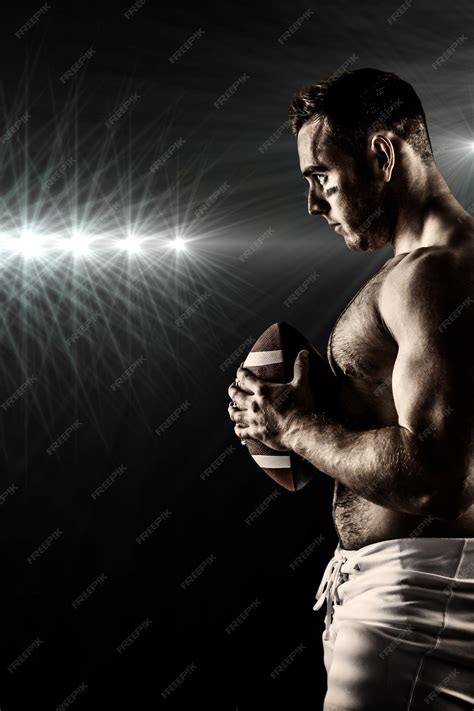 Premium Photo Composite Image Of Shirtless American Football Player