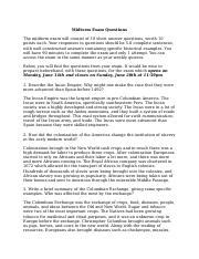 History Midterm Docx Midterm Exam Questions The Midterm Exam Will Consist Of 10 Short Answer