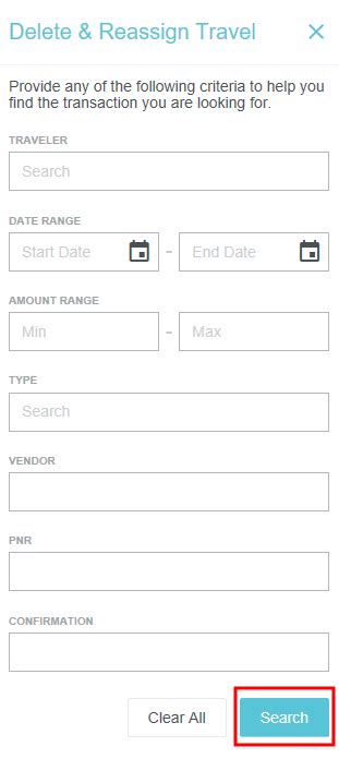 Delete And Reassign Travel Transactions Admin Screen Chrome River Help Center