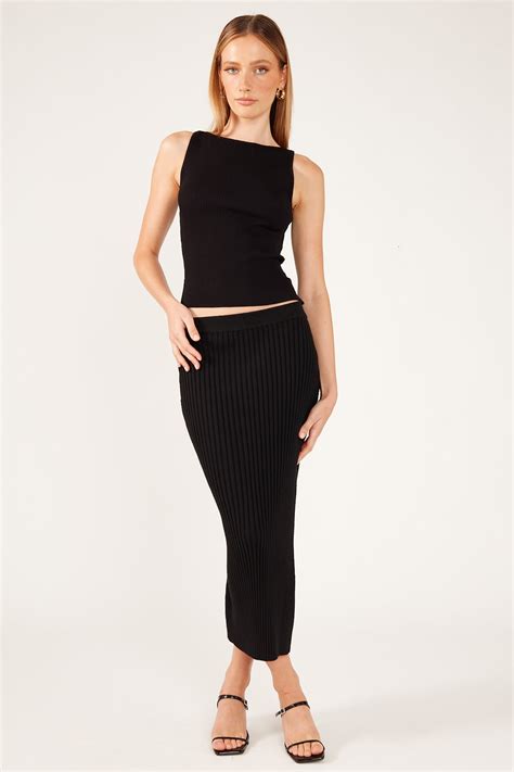 Perfect Stranger Lina Knit Midi Skirt Black