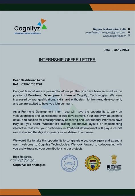 Frontenddevelopment Internship Cognifyz Careergrowth Bakhtawar Akbar