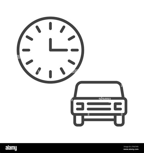 Car Rental Time Vector Concept Icon Or Sign In Thin Line Style Stock