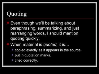 Paraphrasing Etc PPT