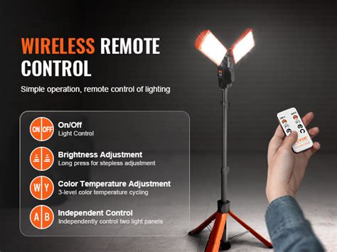 Vevor Led Work Light 2500 Lm Led Light Stand Work Lights With Stand