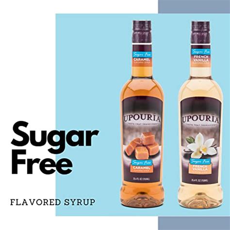 Upouria Sugar Free French Vanilla And Caramel Coffee Syrup Flavoring 100