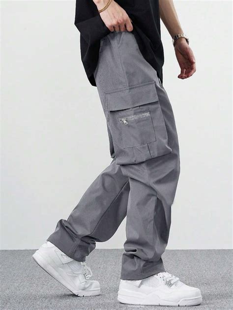 Manfinity Emrg Loose Fit Mens Cargo Pants With Flap Pocket Side