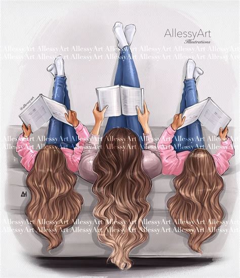 Three Girls Sitting On A Bench With Books In Their Hands And One Girl