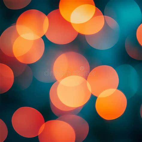 Artistic Abstract Background Of Orange And Blue Bokeh Lights Reflecting Molecular Structure