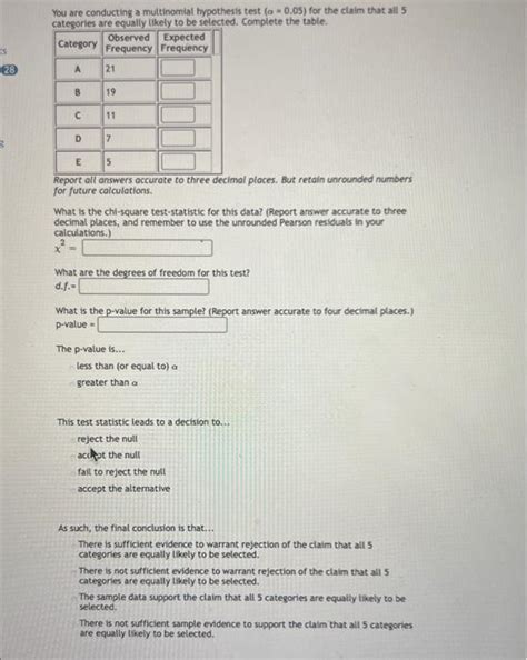 Solved You Are Conducting A Multinomial Hypothesis Test Chegg Com