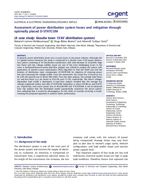 Pdf Assessment Of Power Distribution System Losses And Mitigation