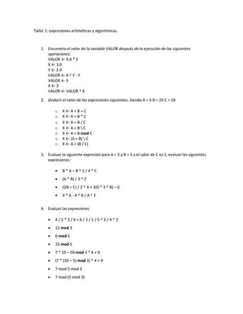 Taller 1 Expresiones Aritméticas Y Algorítmicas Santiago Suarez Udocz