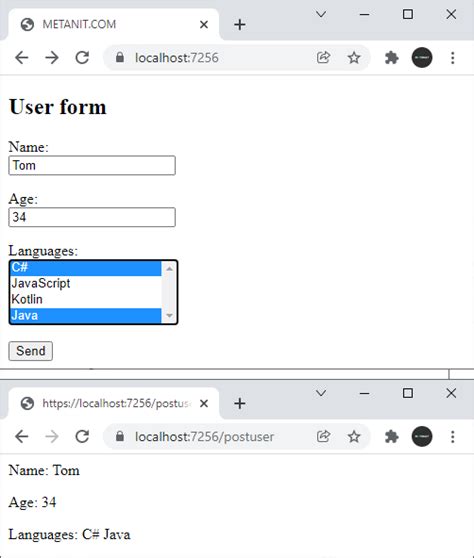 Aspnet Core и C Отправка форм