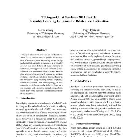 tübingen cl at semeval 2024 task 1 ensemble learning for semantic