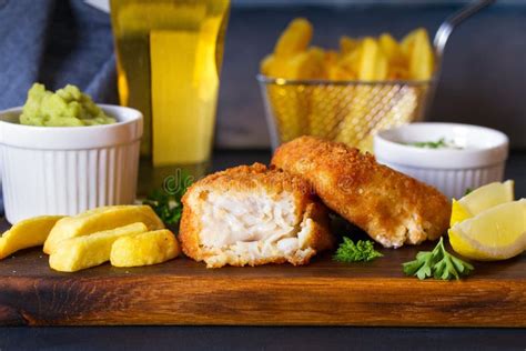 Traditional Fish And Chips With Mushy Peas Stock Image Image Of Peas