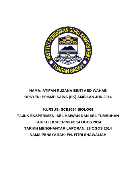 DOCX Laporan Amali Biologi Sel Haiwan Dan Sel Tumbuhan DOKUMEN TIPS