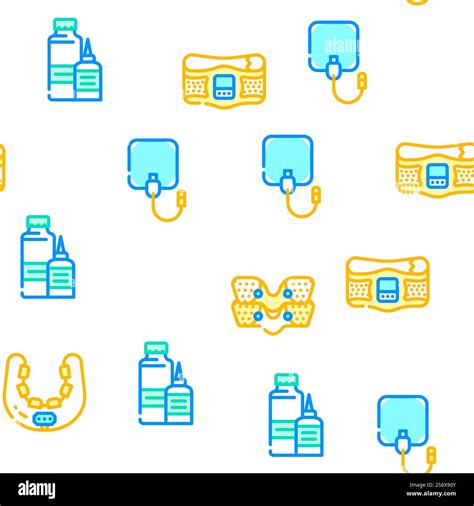 Ems Training Device Vector Seamless Pattern Color Line Illustration Ems Training Device Vector