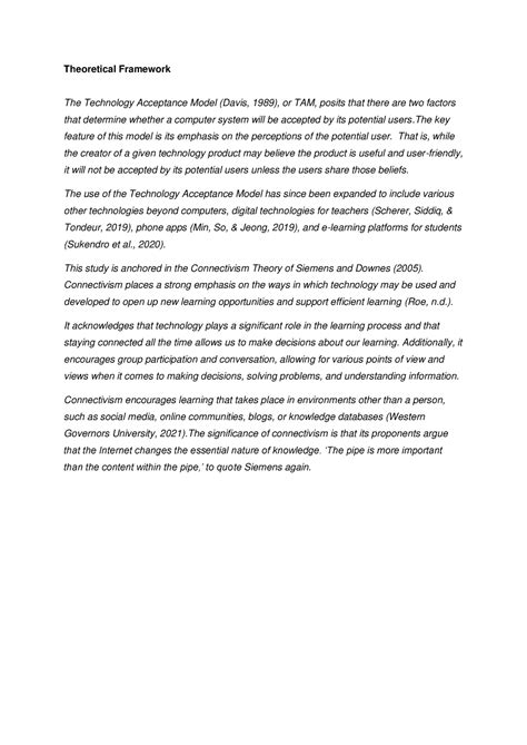 Theoretical Framework Theoretical Framework The Technology Acceptance