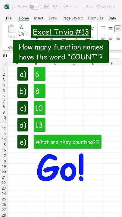 Excel Trivia 13 Function Names Count Youtube