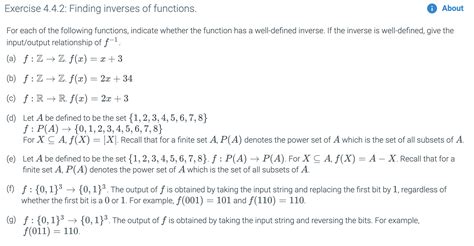 Solved Exercise 442 Finding Inverses Of Functions About