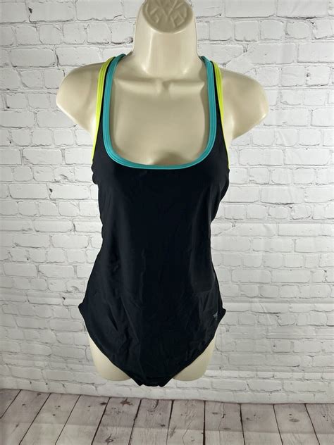 Speedo Black Colorful Trim Racerback One Piece Swimsu Gem