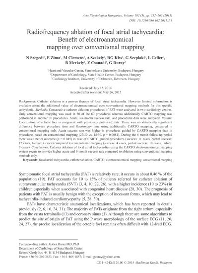 Radiofrequency Ablation Of Focal Atrial Tachycardia Benefit Of Electroanatomical Mapping Over