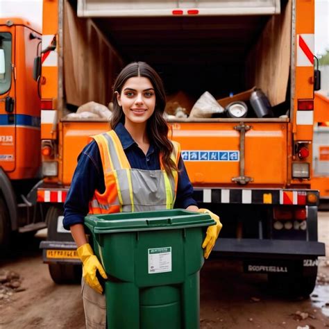 Premium Photo Professional Woman Garbage Collector Refuse Sanitation