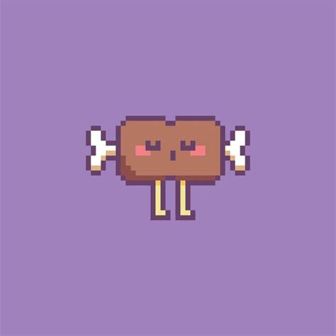 Premium Vector A Pixel Art Of A Piece Of Bread With A Face