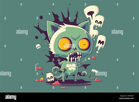 Cat Zombie Vector Illustration Stock Vector Image And Art Alamy