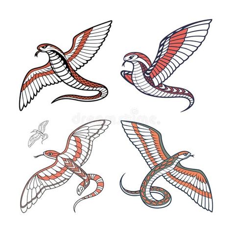 Realistic Ornate Flying Snake Wildlife Artwork Stock Vector