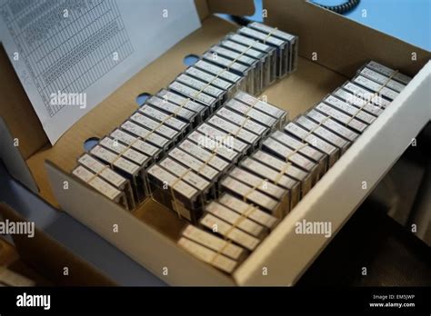 Stack Of Data Cassettes At The Data Center Where Files Are Cataloged