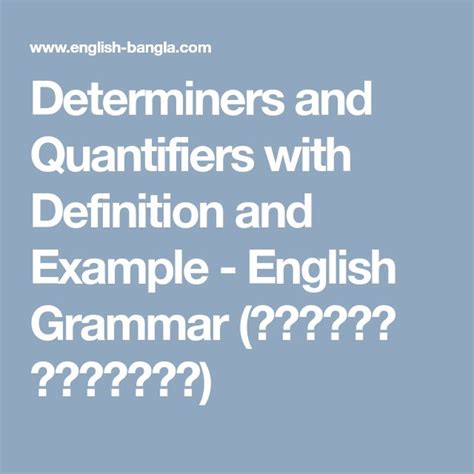 Determiners And Quantifiers With Definition And Example English