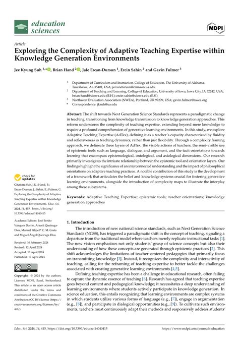 Pdf Exploring The Complexity Of Adaptive Teaching Expertise Within Knowledge Generation