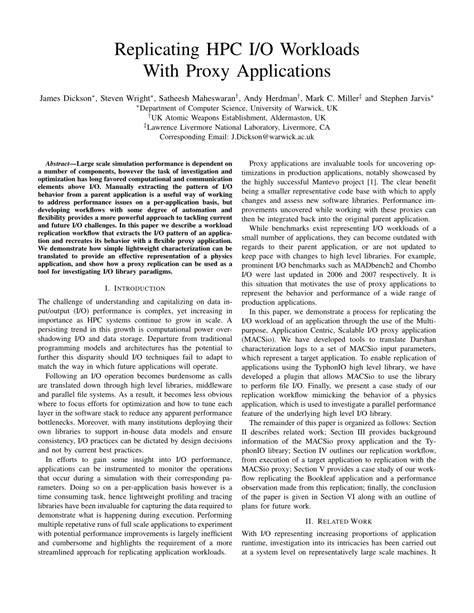 Pdf Replicating Hpc Io Workloads With Proxy Applications