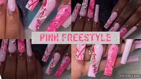 Pink Freestyle Acrylic Nails💞 Youtube