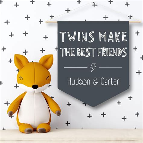 Twins Custom Pennant Newborn Name Sign Custom Canvas Banner For Twins