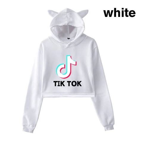 Buy Tik Tok Women Casual Sports Short Cropped Hoodie Jumper Fashion Hip