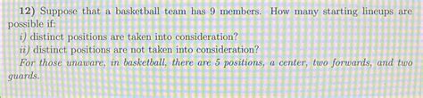 solved suppose that a basketball team has 9 ﻿members how