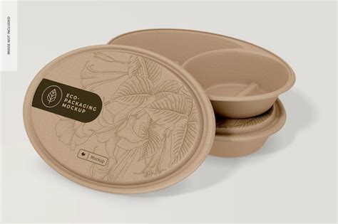 Maquete De Conjunto De Recipiente De Comida Oval PSD Premium
