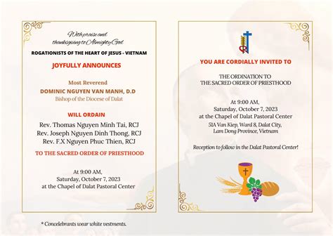 Invitation Priestly Ordination In Vietnam Congregazione Rogazionista