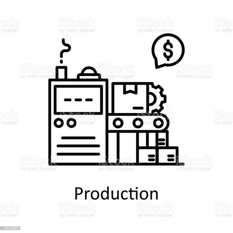 Art Illustrationaproduction 벡터 개요 아이콘 디자인 일러스트레이션 물류 및 공급망 관리 기호 흰색 배경